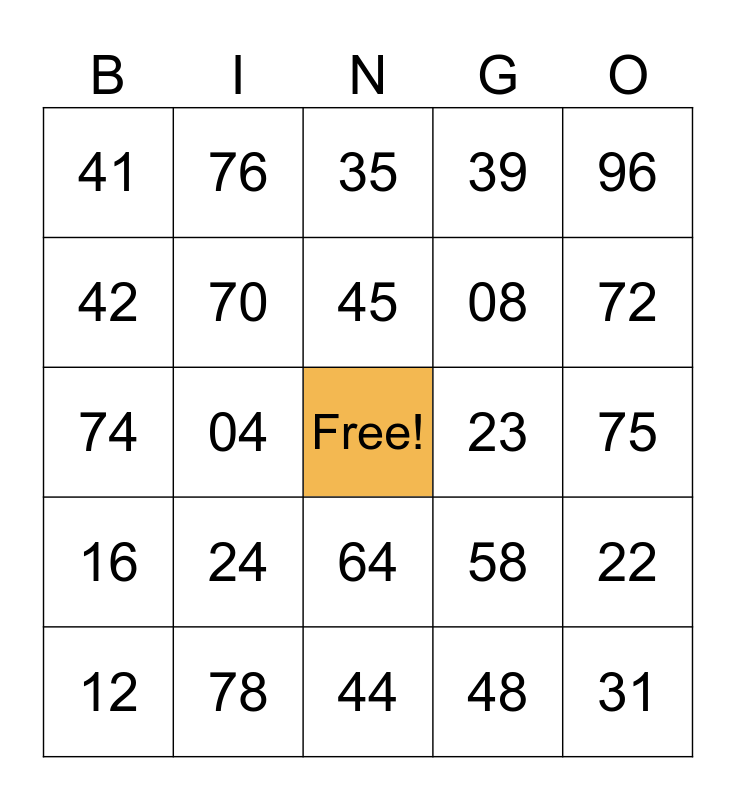 License Plate Bingo Card