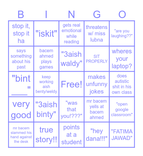 mr bacem board Bingo Card