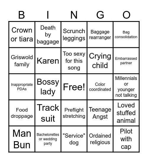 Traveling by airplane Bingo Card