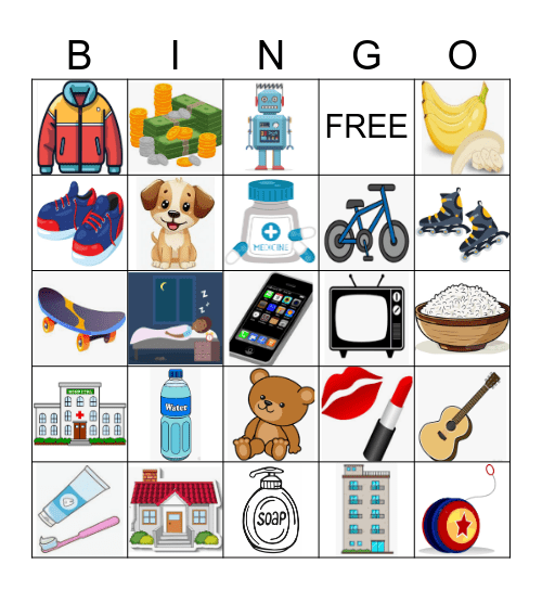 Needs and Wants Bingo Card