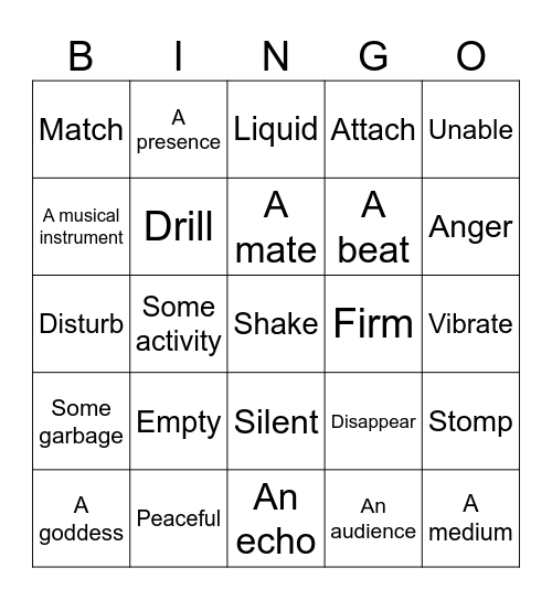 Chapter 3 - Sound Bingo Card