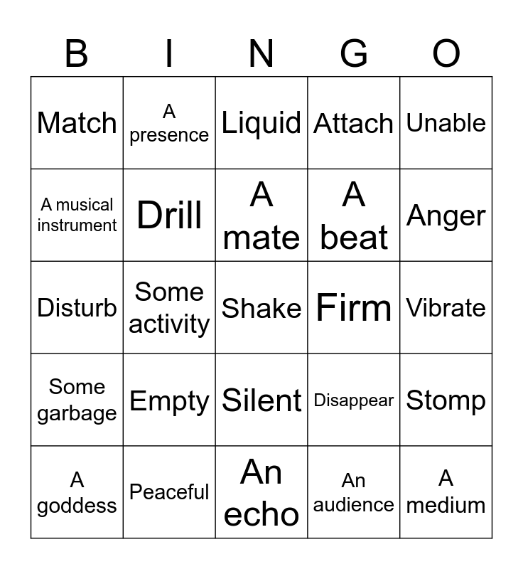 Chapter 3 - Sound Bingo Card