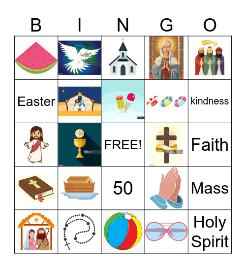 First Communion Bingo Card
