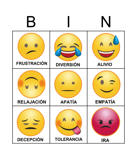 Bingo de las Emociones Bingo Card
