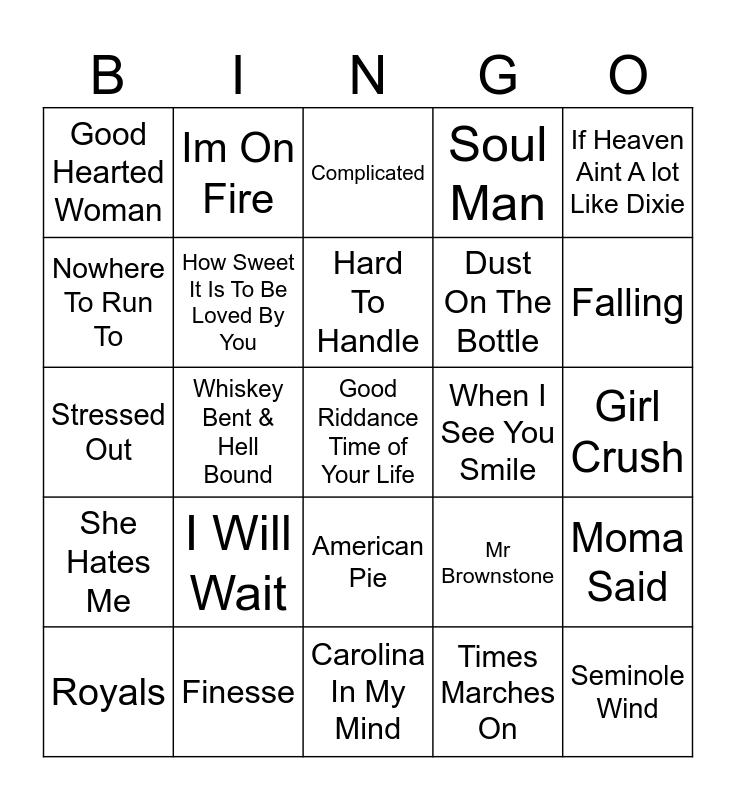 BDB Bingo 28 Bingo Card