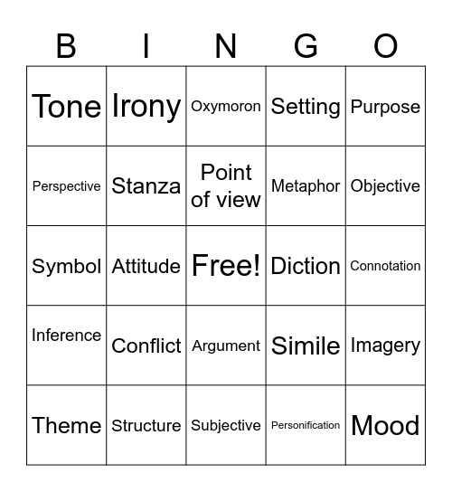 EOC Prep Bingo Card