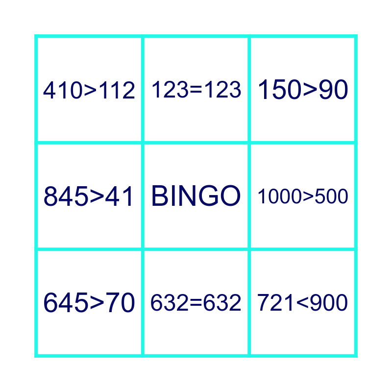 BINGO matemático Bingo Card