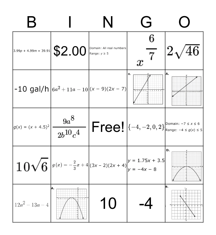 Final Exam Review Bingo S2 Bingo Card