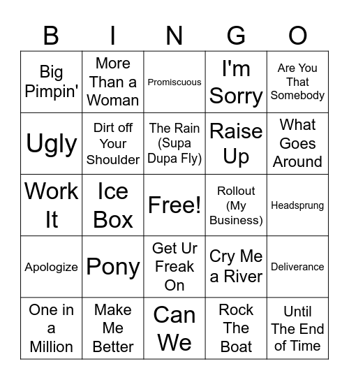 Producer: Timbaland Bingo Card