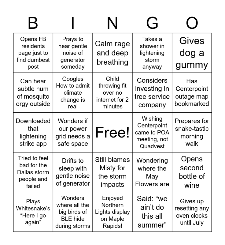 One More Time for May Bingo Card