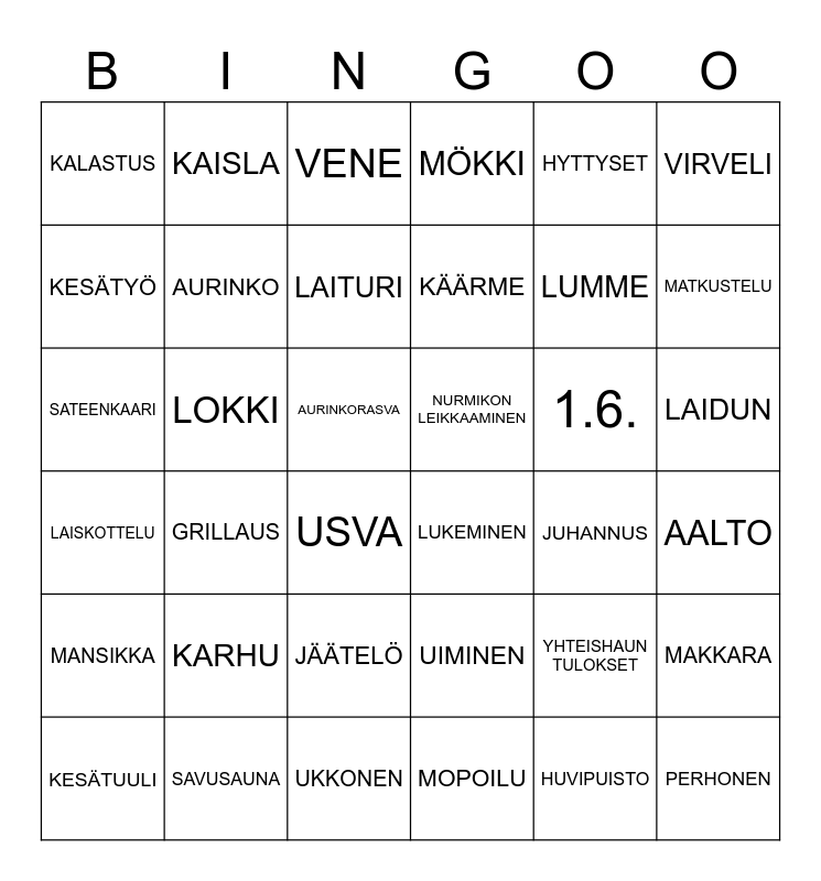 KESÄ Bingo Card