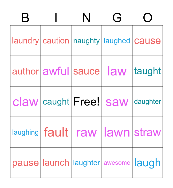 au aw augh Bingo Card