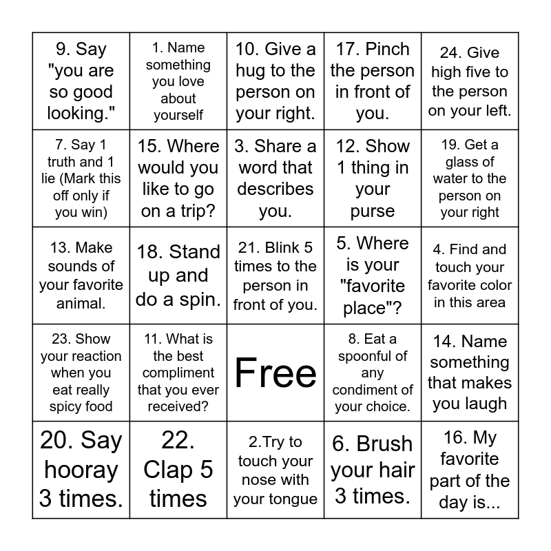 Positive Self-Talk BINGO! Bingo Card