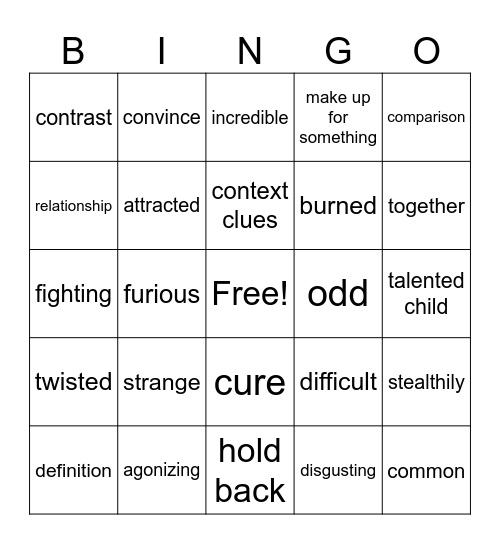 Context Clues Bingo Card