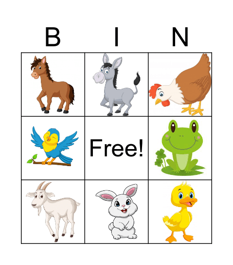 Domestic animals Bingo Card