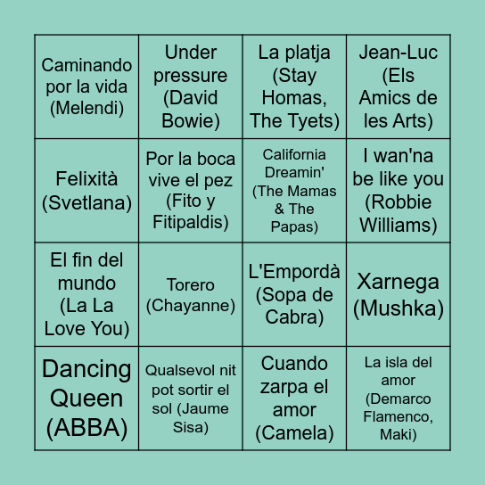 BINGO MUSICAL Bingo Card