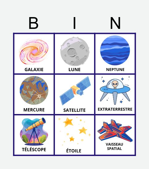 Bingo de l'Espace Bingo Card