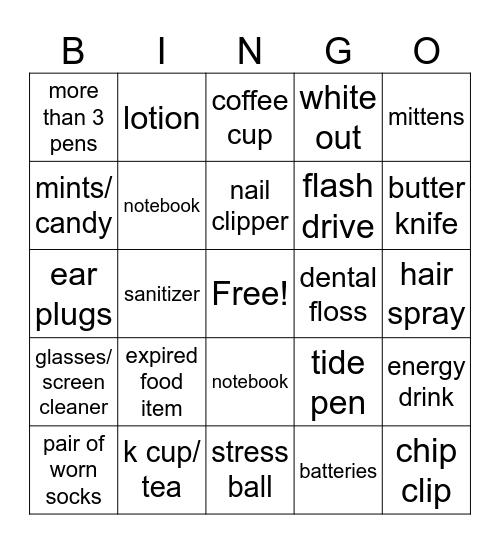 Cleaning out your Desk Bingo Card
