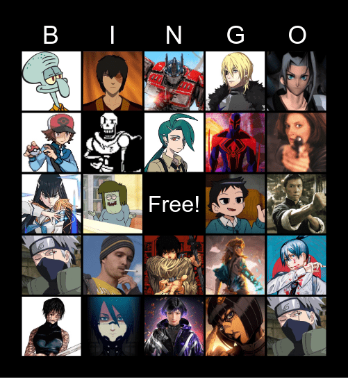 LOUKO Fictional Character Bingo Card