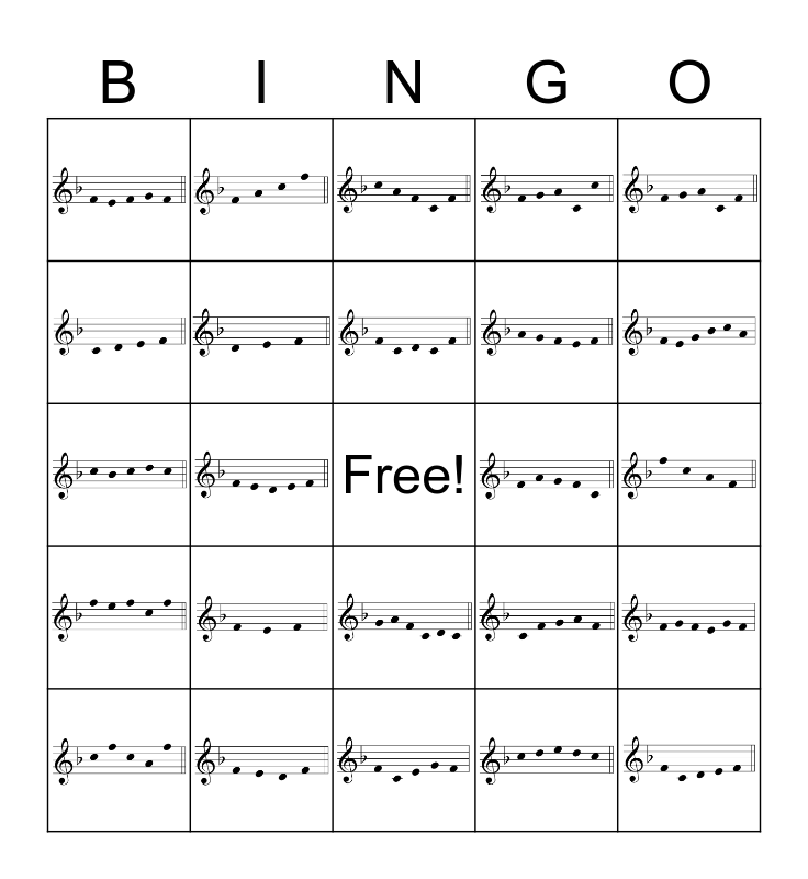 Tonal Bingo Card