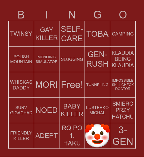 DBD BINGO Card