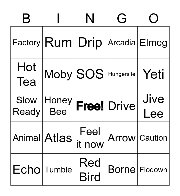 Goose The Factory Bingo Card
