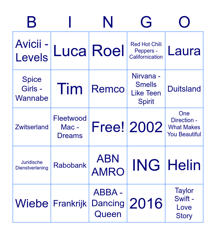Fidet Weekend Trivia Bingo Card