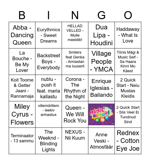 Summer Vibes 24 Music BINGO Card