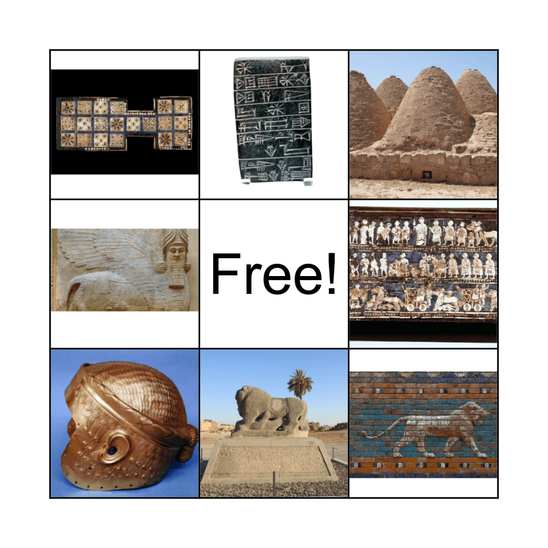 Mesopotamian Artifacts Bingo Card
