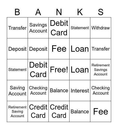 Financial Literacy Bingo Card
