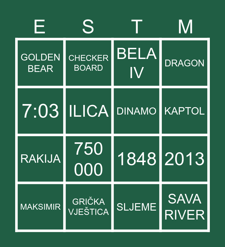 TNT Zagreb Ultimate Bingo Competition Bingo Card