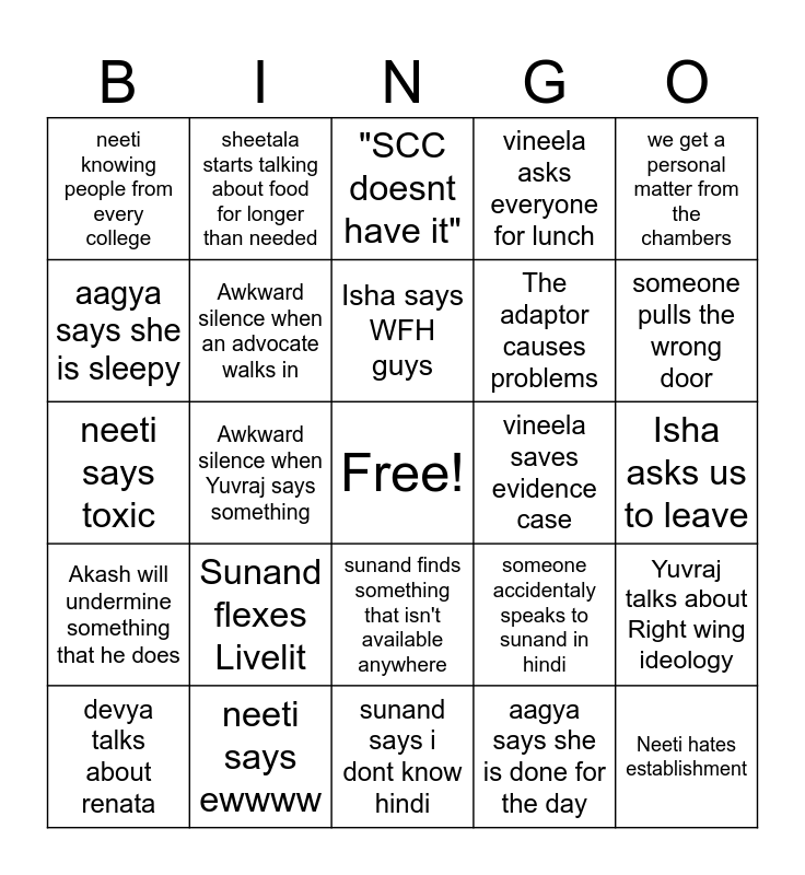 GAR Bingo Card