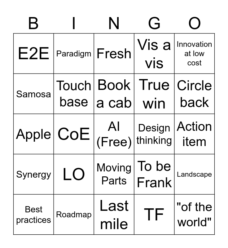 SRIB Bingo Card