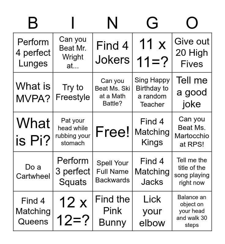 Carnival Bingo Card