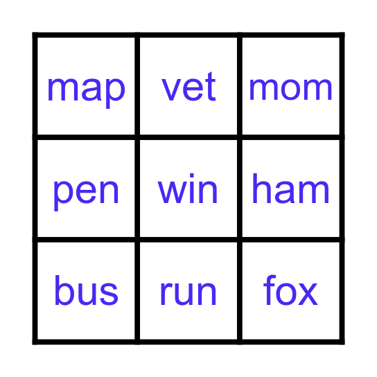 CVC BINGO Card