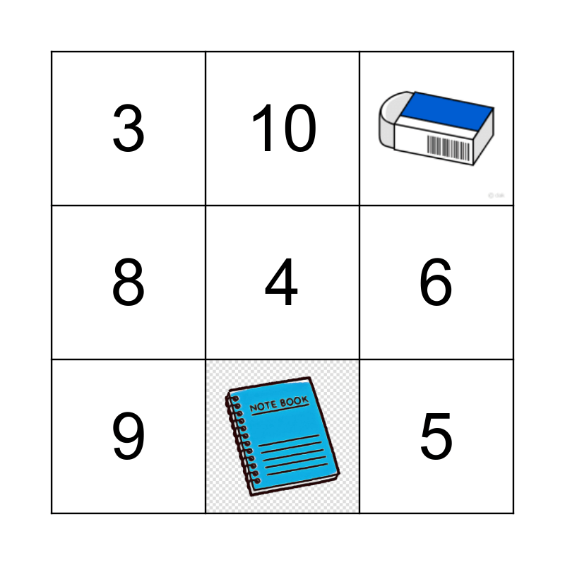 School Objects Bingo Card