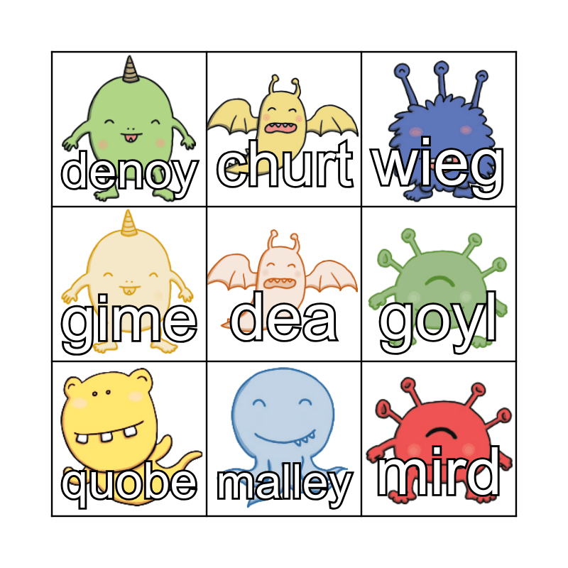 Alien Word Bingo Card