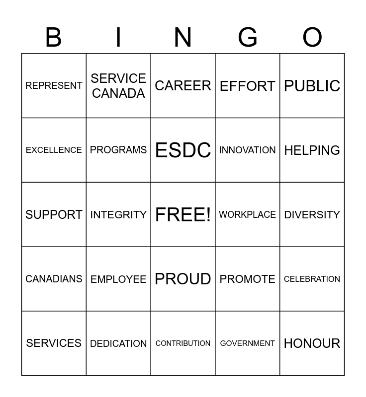 National Public Service Week- 2024 Bingo Card