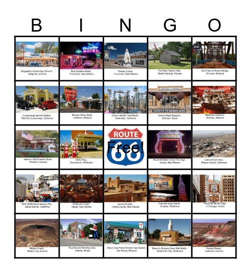Route 66 Bingo Card