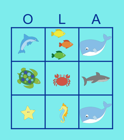 Animales Marinos Bingo Card