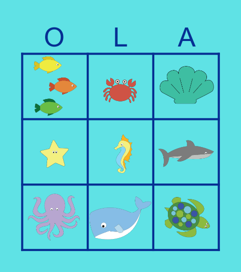 Animales Marinos Bingo Card