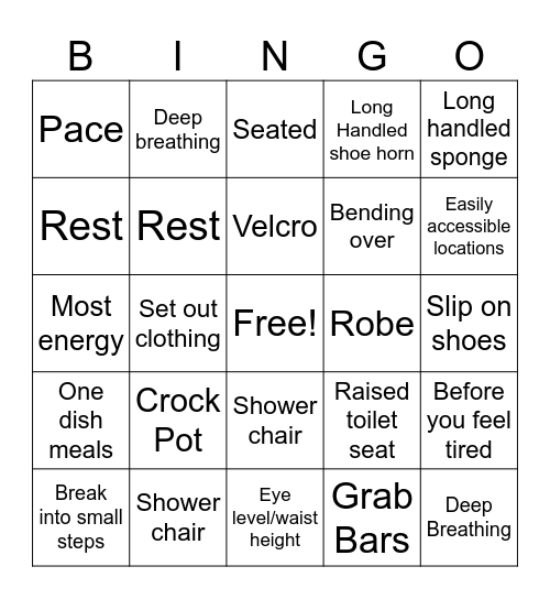 Energy Conservation Bingo Card Energy Conservation Bingo Card