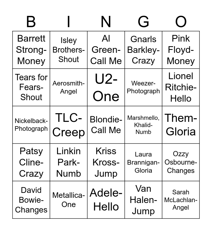 Radio Bingo Title Battle Bingo Card
