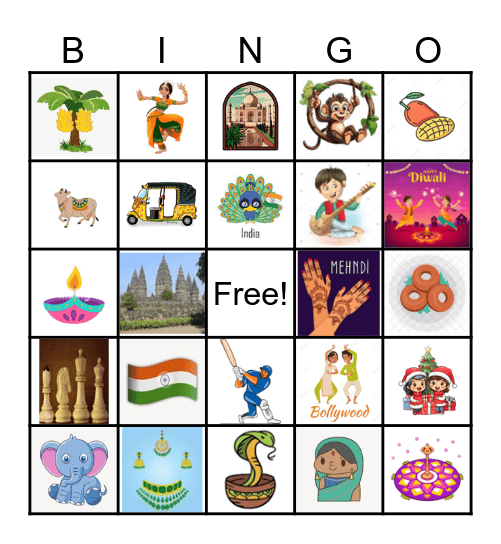 India Bingo Card