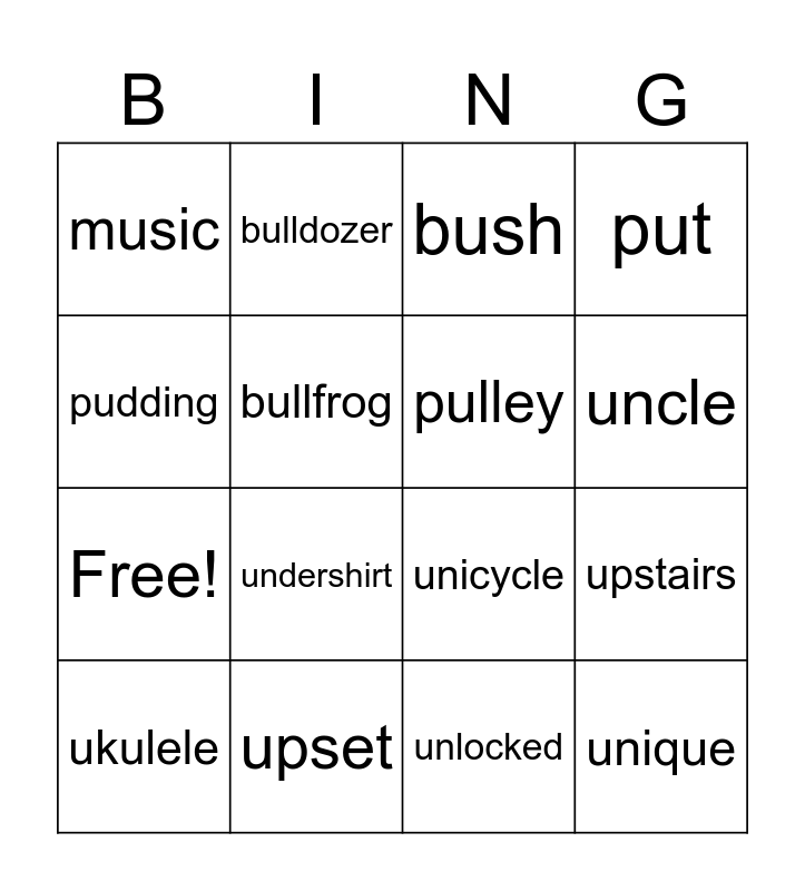 Three Sounds of U Bingo Card