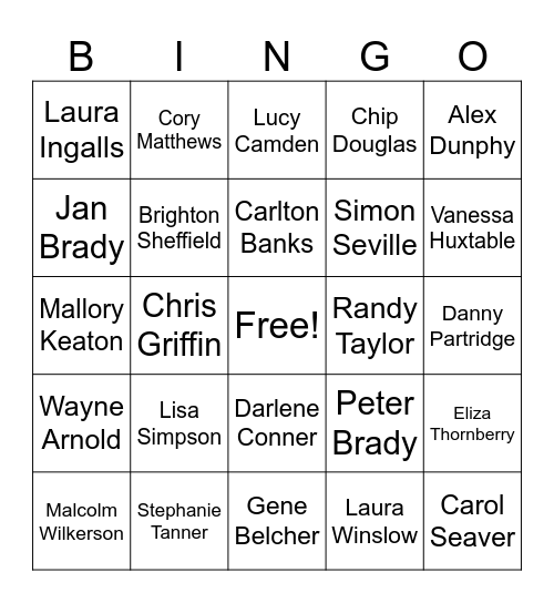 Middle Siblings Bingo Card