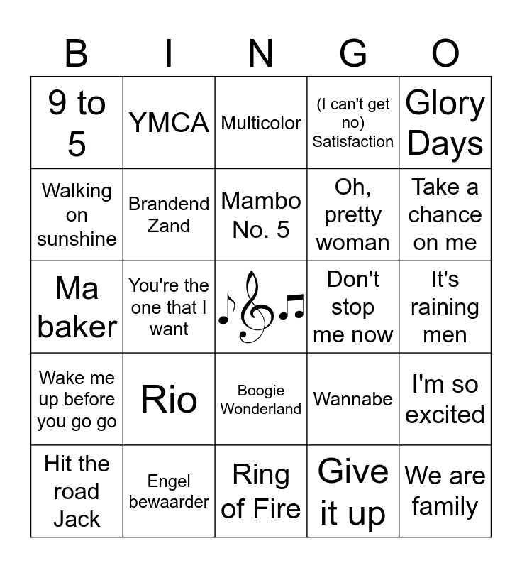 Muziekbingo Daniel juni 2024 Bingo Card