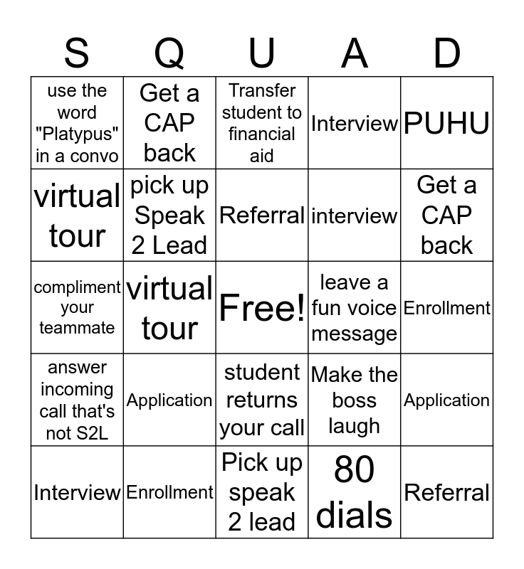SQUAD BINGO Card