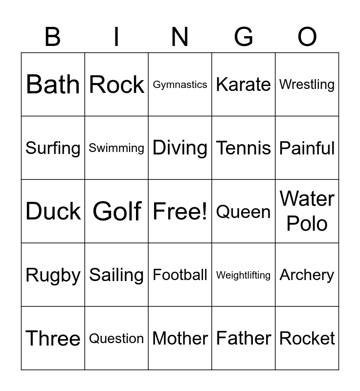 Upper Intermediate Bingo Card