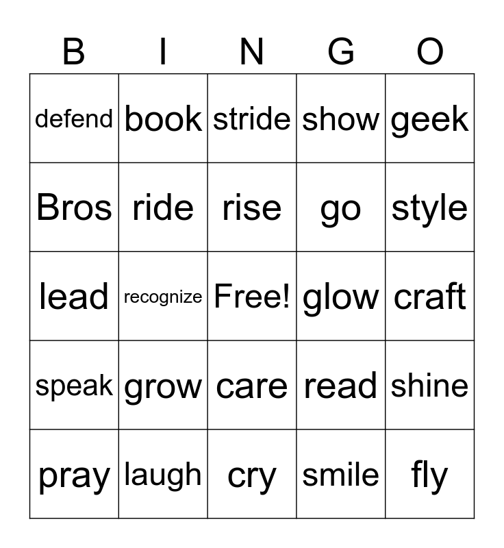 BROS Bingo Card